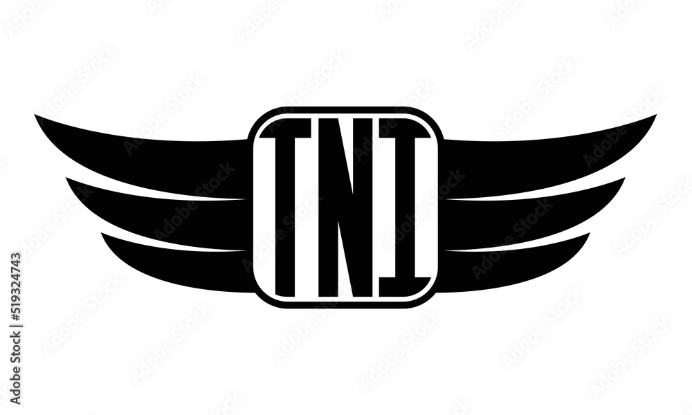 TNI three Letter wing minimalist creative concept icon eagle symbol ...