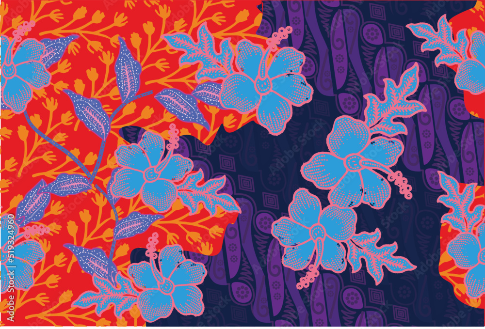 Indonesian batik motifs with very distinctive plant patterns Stock ...