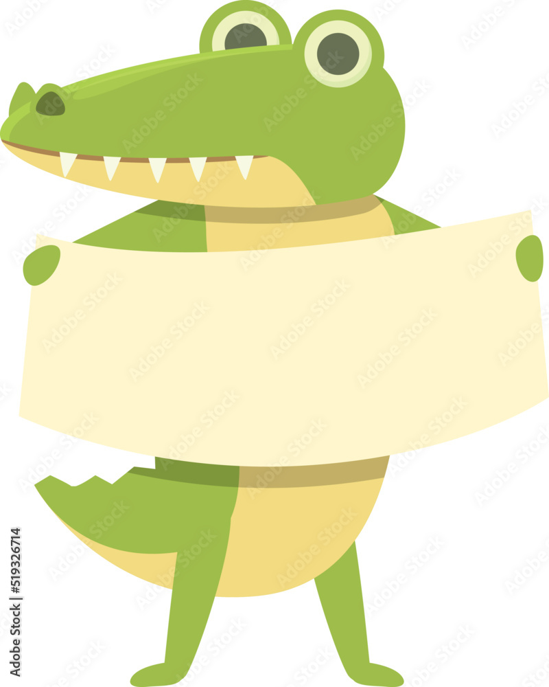 Alligator banner icon cartoon vector. Jungle kid. Cute animal Stock ...