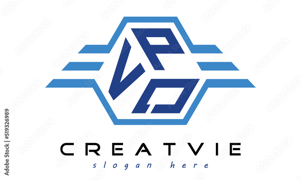 VPD three letter geometrical wings logo design vector template ...