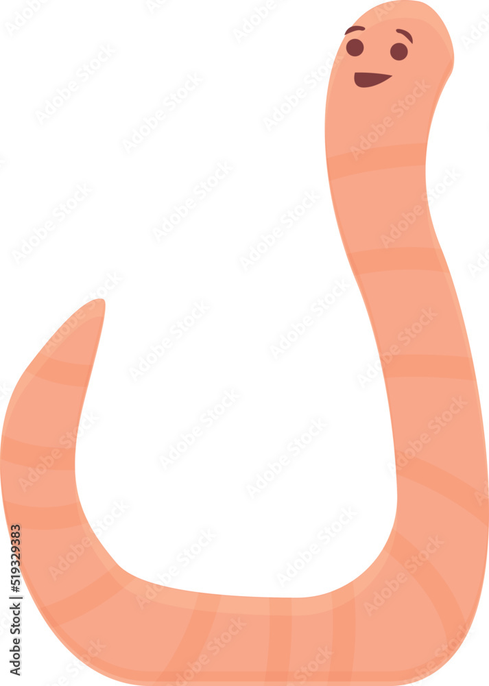 Red worm icon cartoon vector. Pink mascot. Earth waste Stock Vector ...