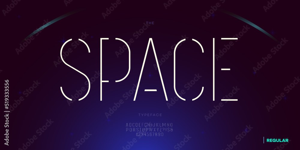 Vector space font minimal style modern typography for infographics ...