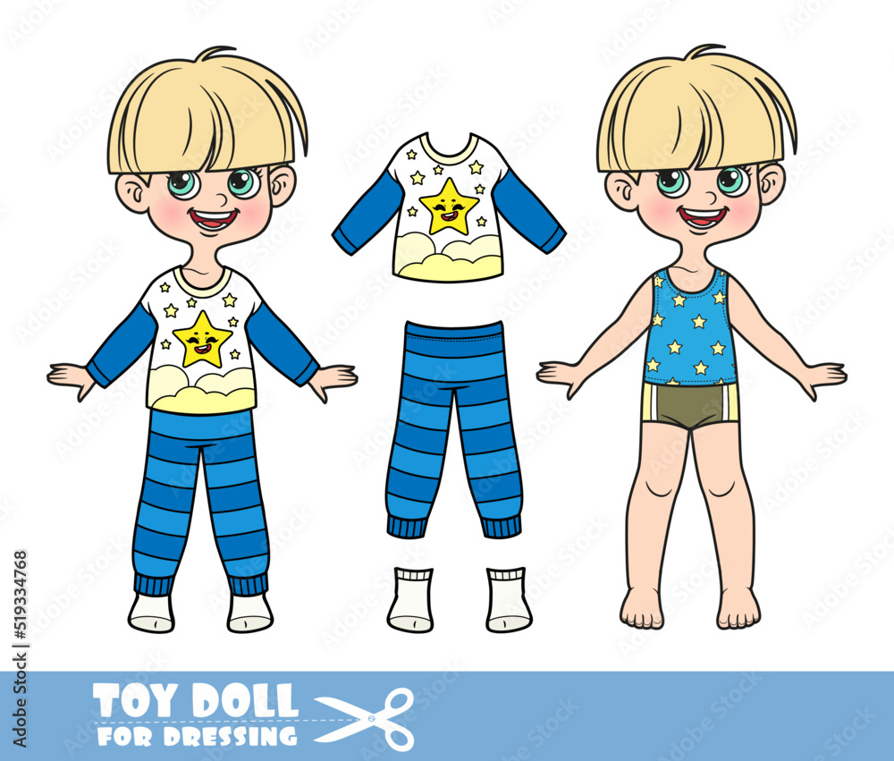 Cartoon pot-trimmed boy dressed and clothes separately - pajamas with ...