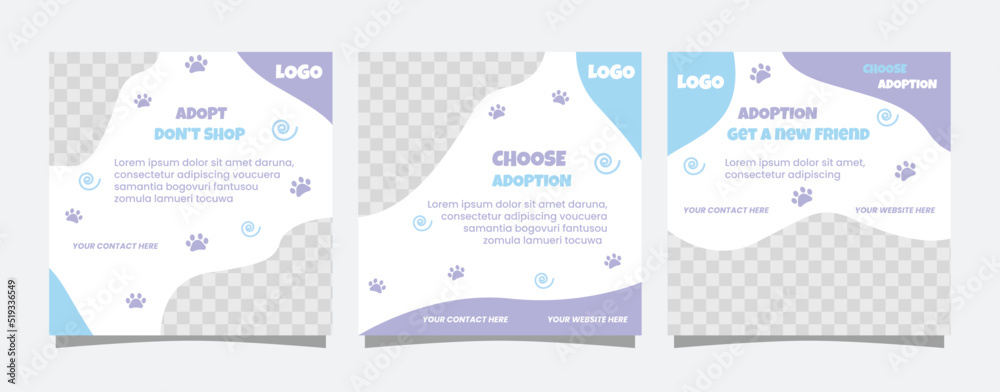 Pet adoption social media post template Stock Vector | Adobe Stock