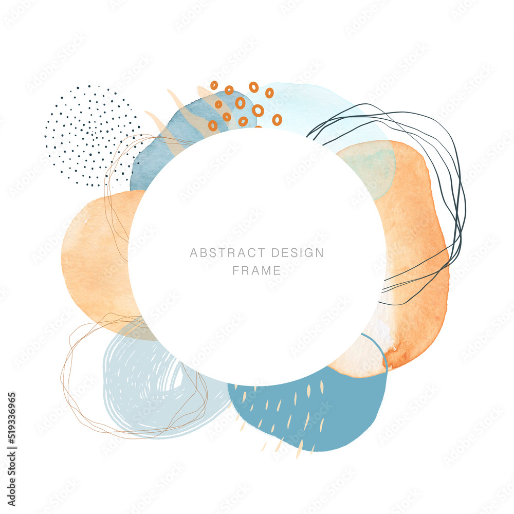 Abstract modern art background frame with watercolor stains, paint ...