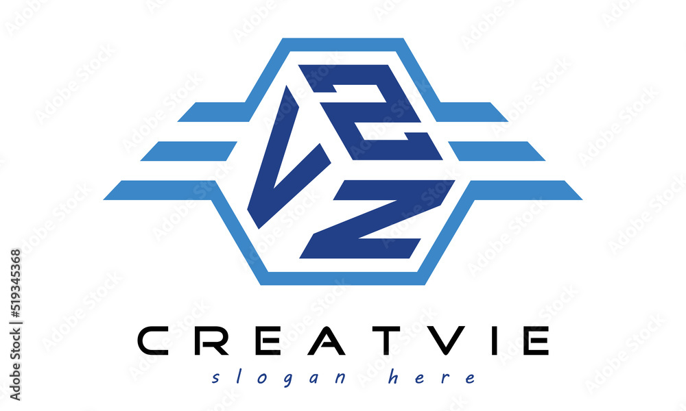 VZN three letter geometrical wings logo design vector template ...