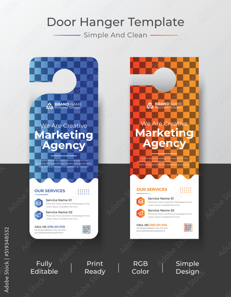 Corporate Door Hanger, Modern Door Template, Hotel door Tag Design ...