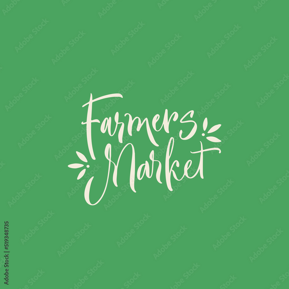 Farmers Market hand drawn brush style modern calligraphy. Hand written ...