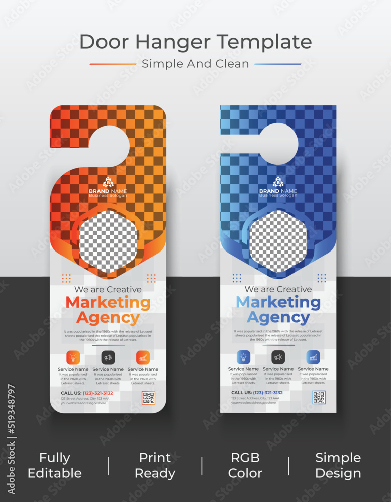 Corporate Door Hanger, Modern Door Template, Hotel door Tag Design ...