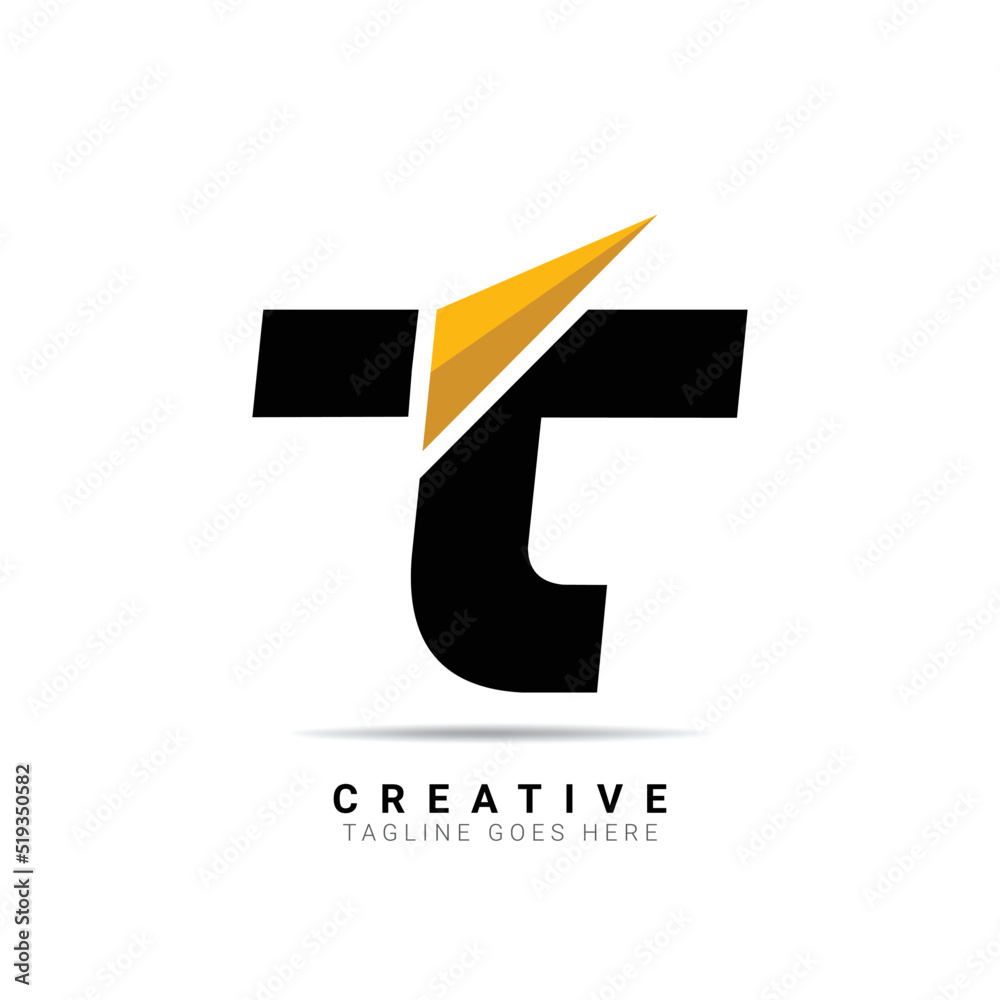 Initial T logo letter alphabet with a paper airplane. Creative T letter ...