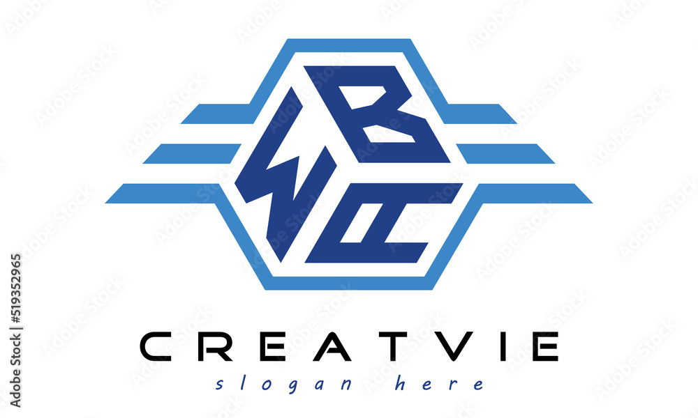 WBA three letter geometrical wings logo design vector template ...