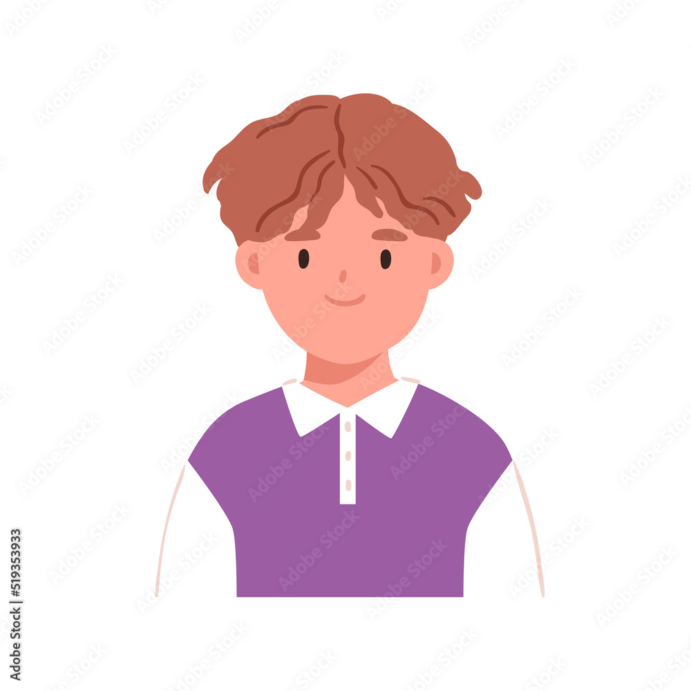 Boy child head portrait. School kid face avatar. Happy smiling ...