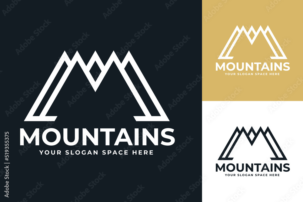Mountains logo with letter m vector design Stock Vector | Adobe Stock Mountains logo with letter m vector design Stock Vector | Adobe Stock