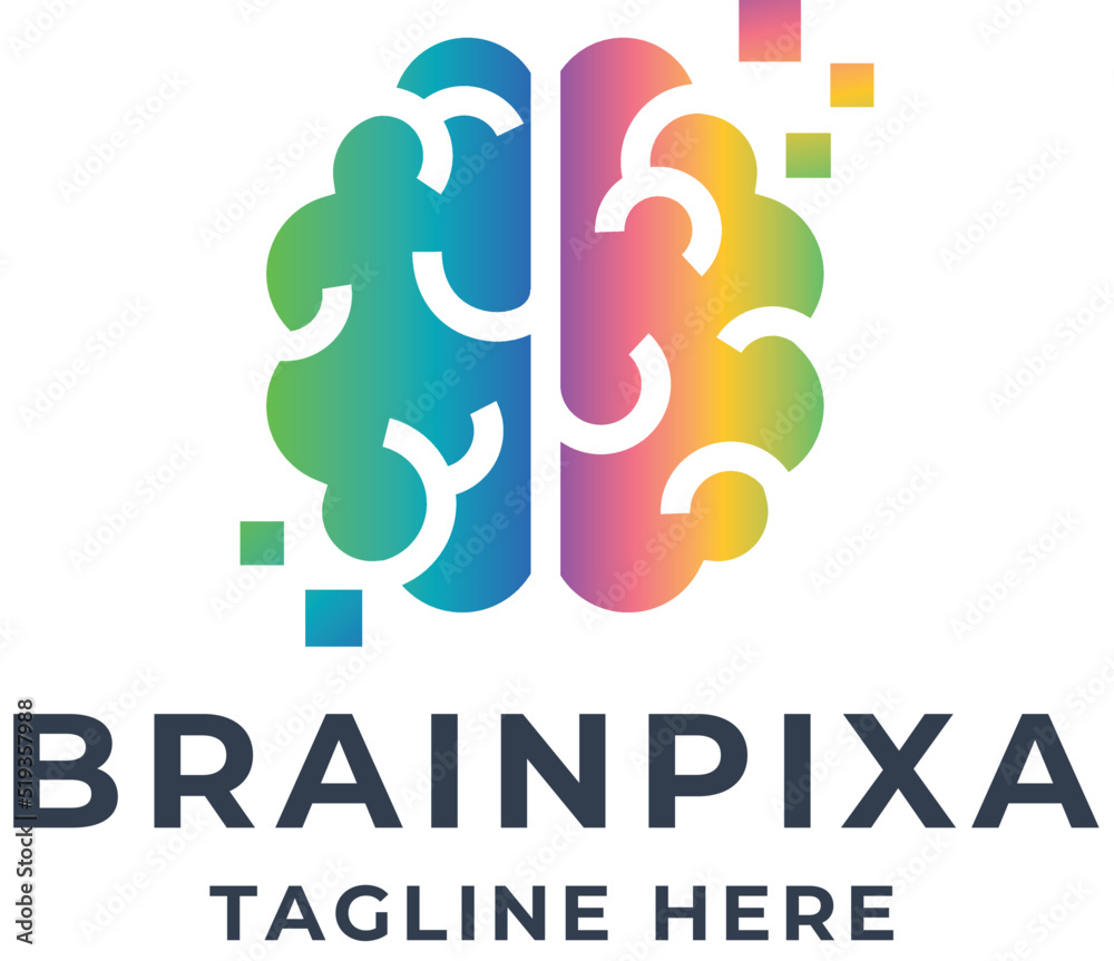 Brain Pixel Logo Stock Vector | Adobe Stock