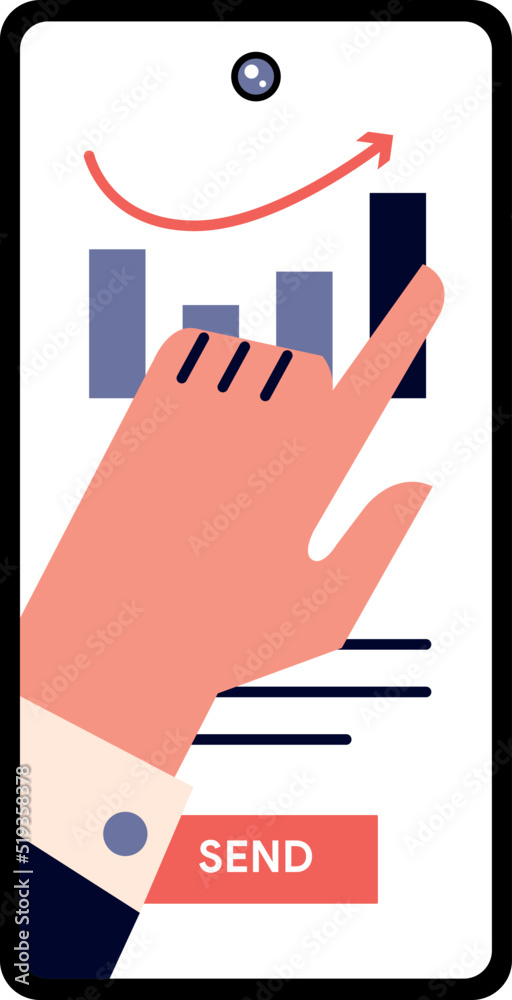 Phone application design for business charts. Flat vector illustration ...