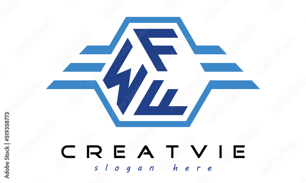 WFF three letter geometrical wings logo design vector template ...