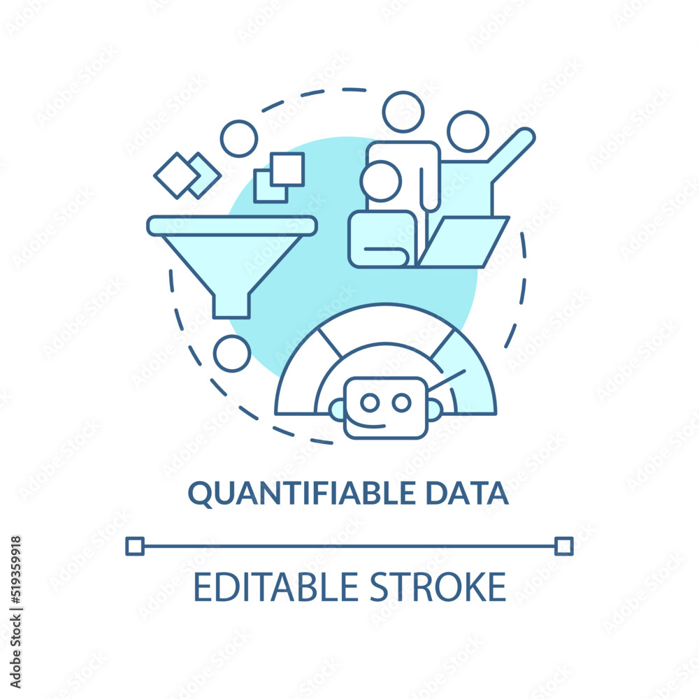 Quantifiable data turquoise concept icon. Automation. Advantage of ...