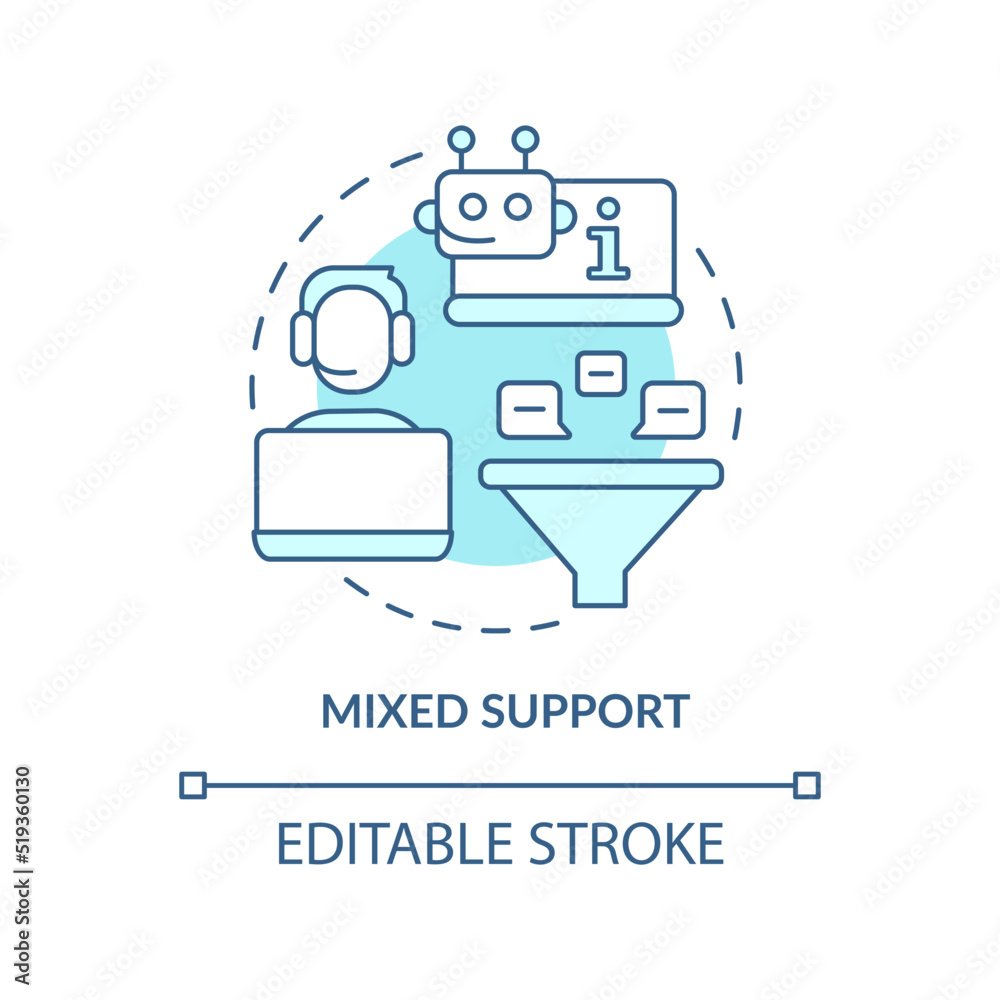 Vecteur Stock Mixed support turquoise concept icon. Client engagement platform feature abstract ...