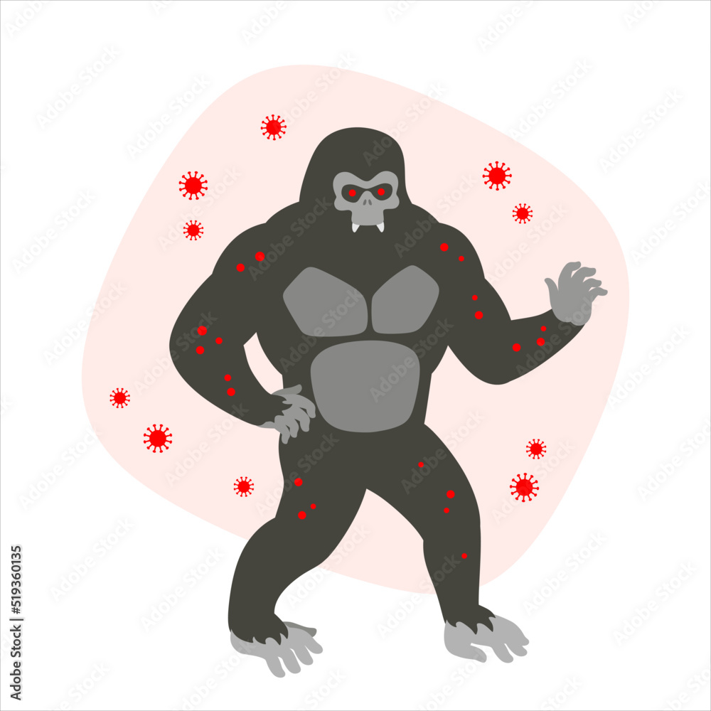Monkey gorilla disease monkeypox virus rash symptoms vector ...