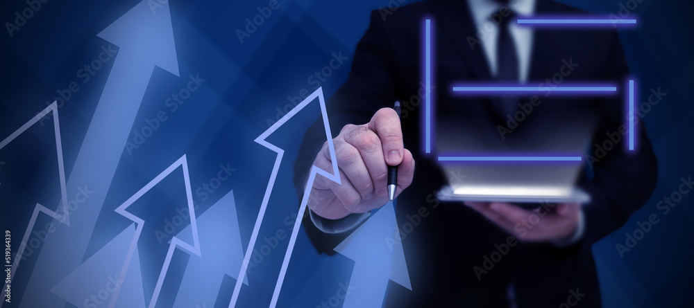 Businessman in suit holding open palm symbolizing successful teamwork ...