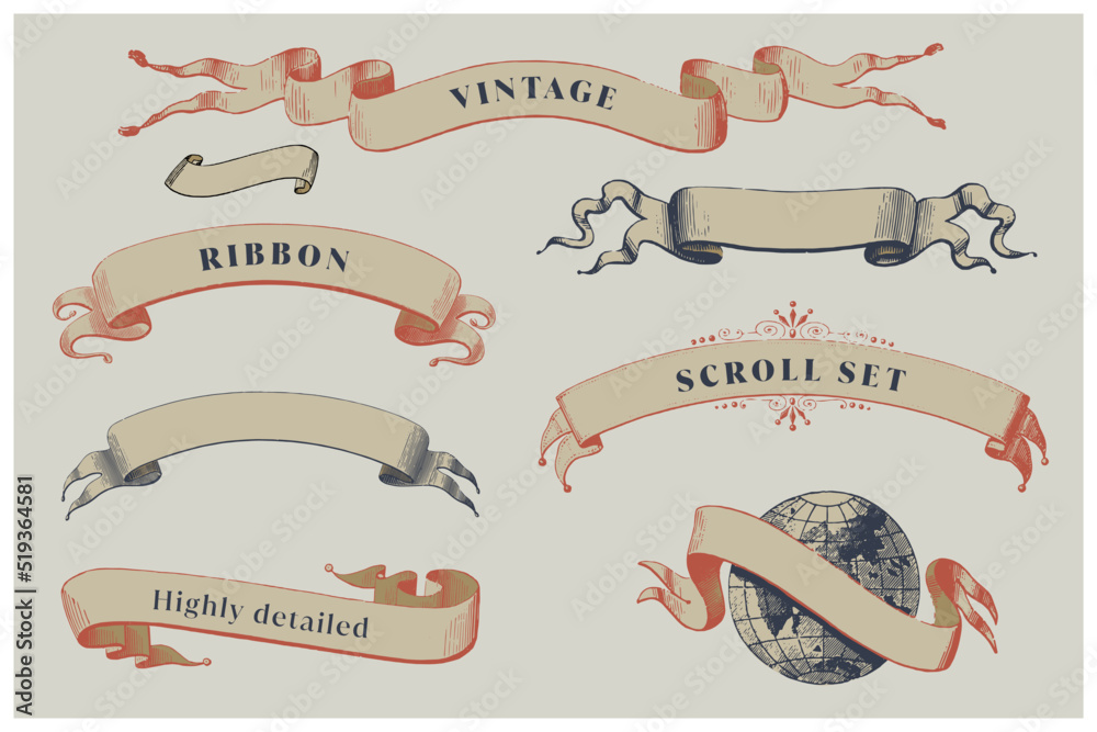 Vintage ribbon banners set. Isolated. Vector illustration. For use as ...