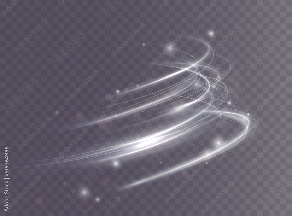 Light white Twirl. Curve light effect of white line. Luminous white ...