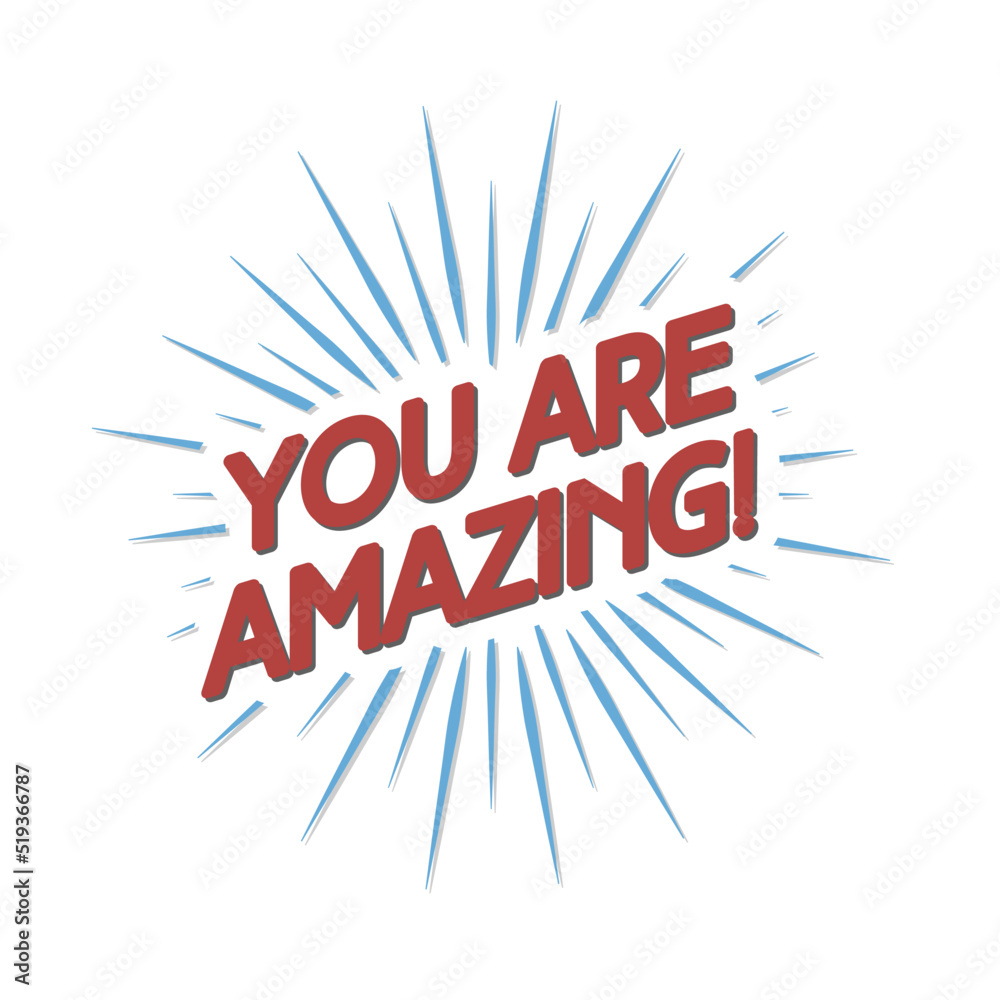 You are amazing color label with sunburst. Vector Illustration Stock ...