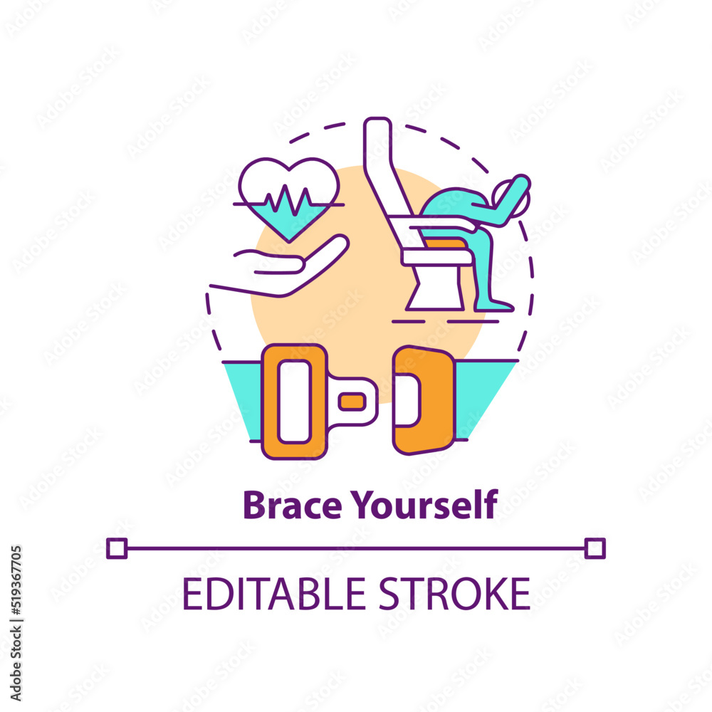 Brace yourself concept icon. Surviving air accident abstract idea thin line illustration. Fully ...