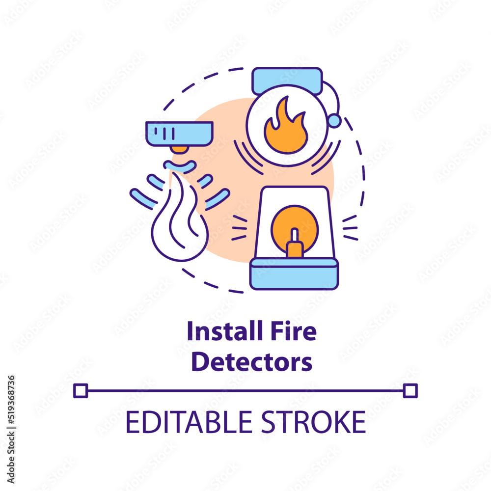 Install fire detectors concept icon. Wild fire safety abstract idea ...