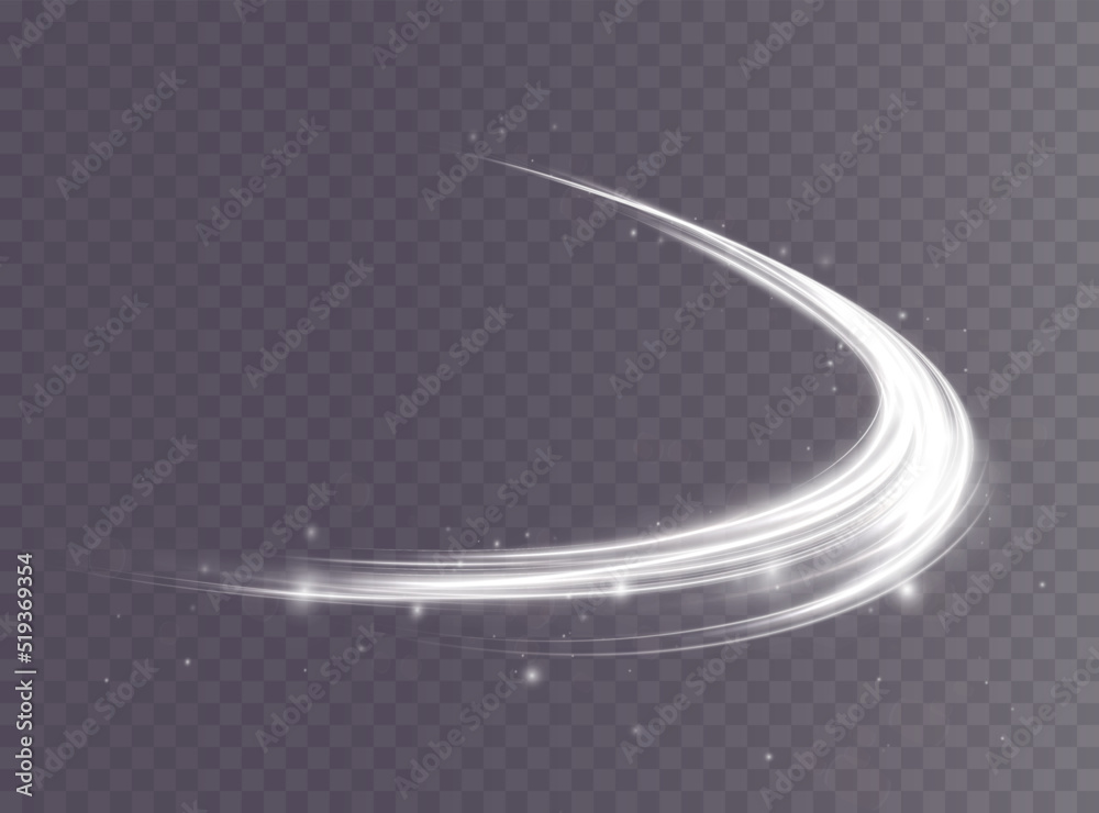 Light white Twirl. Curve light effect of white line. Luminous white ...