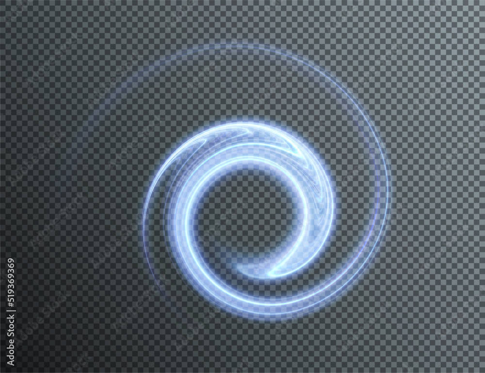 Light blue Twirl. Curve light effect of blue line. Luminous blue circle ...