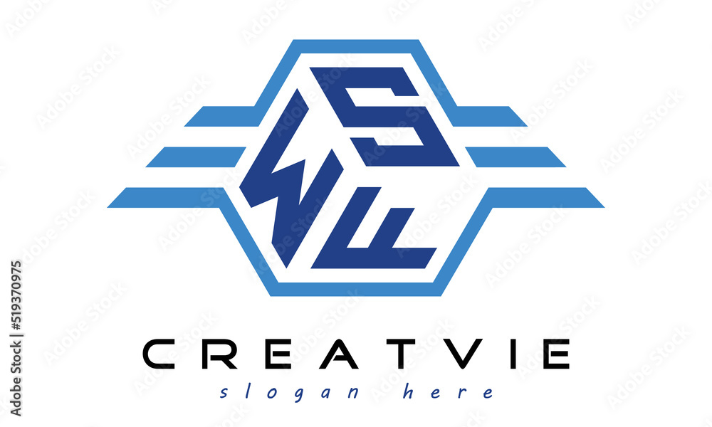 WSF three letter geometrical wings logo design vector template ...