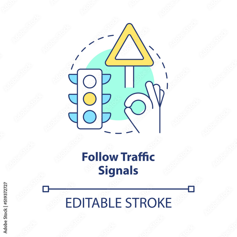 Follow traffic signals concept icon. Control traffic flow. Common ...