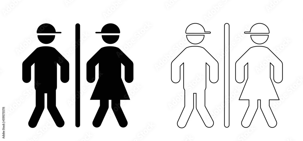 RCartoon Stick figures or stickman and toilet logo. Restroom or ...