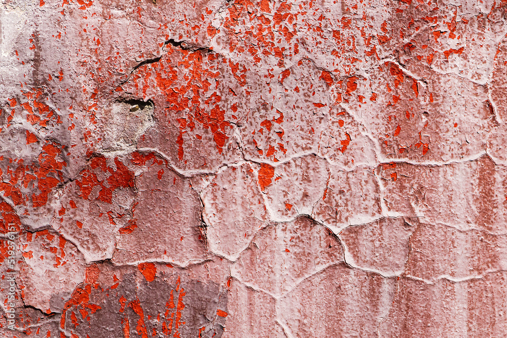 Abstract texture of plaster and red paint, aged plaster texture ...
