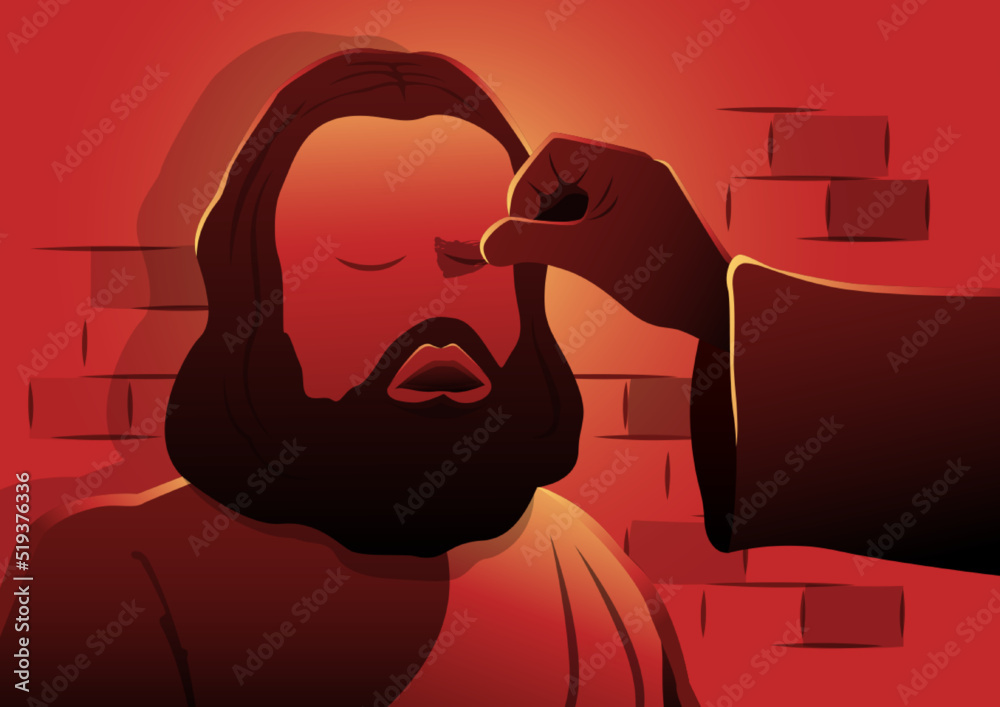 Christ Healing The Blind Vector Illustration Stock Vector | Adobe Stock