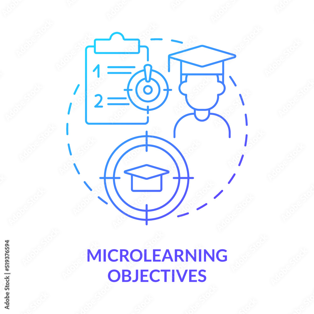Microlearning objectives blue gradient concept icon. Micro learning ...
