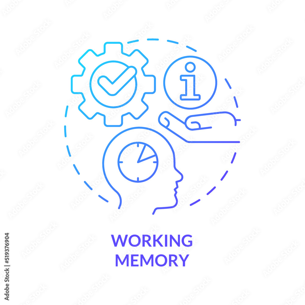 Working memory blue gradient concept icon. Microlearning process ...