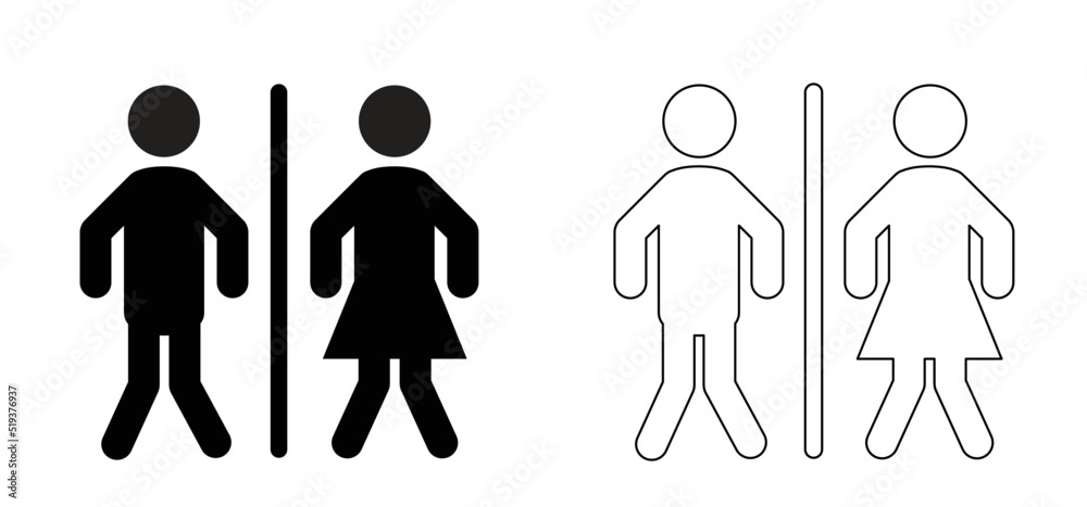 RCartoon Stick figures or stickman and toilet logo. Restroom or ...