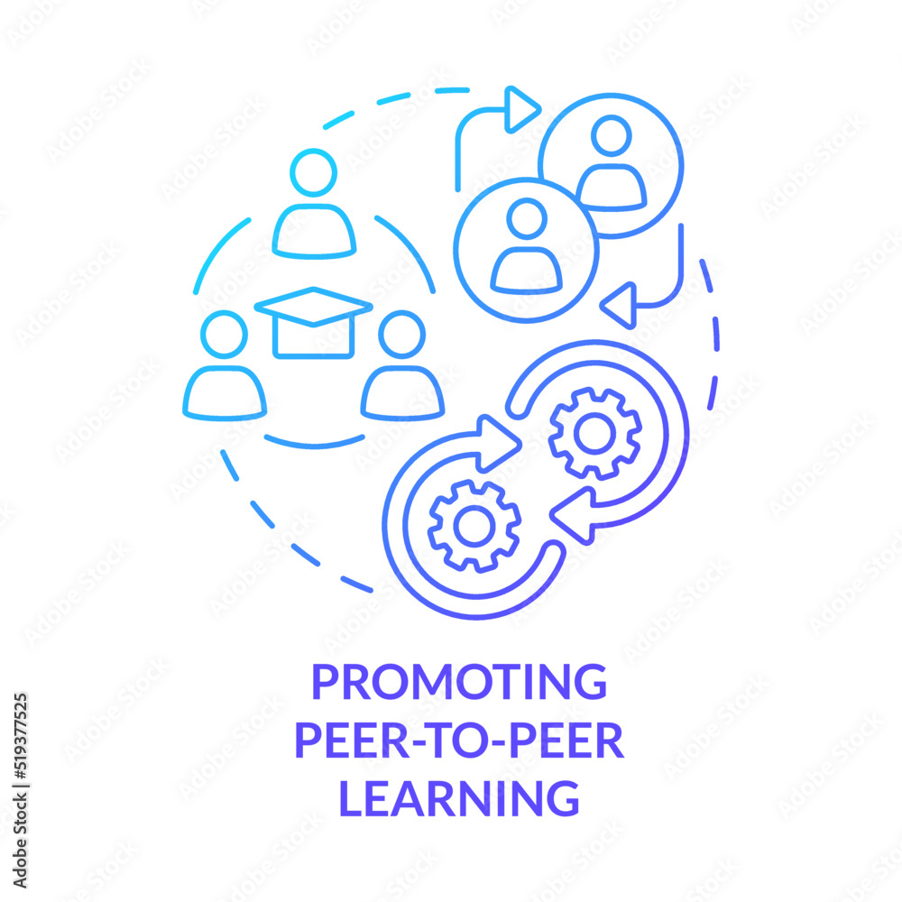 Promoting peer-to-peer learning blue gradient concept icon. Microtraining advantage abstract ...