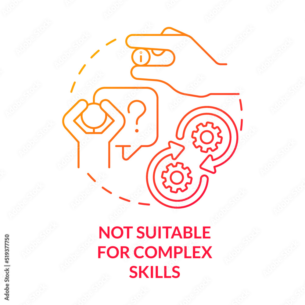 Not suitable for complex skills red gradient concept icon ...