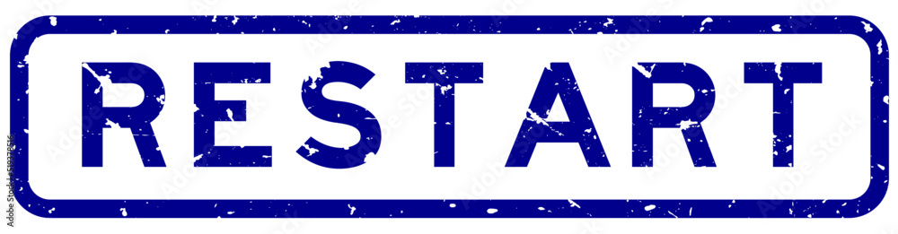 Grunge blue restart word square rubber seal stamp on white background ...