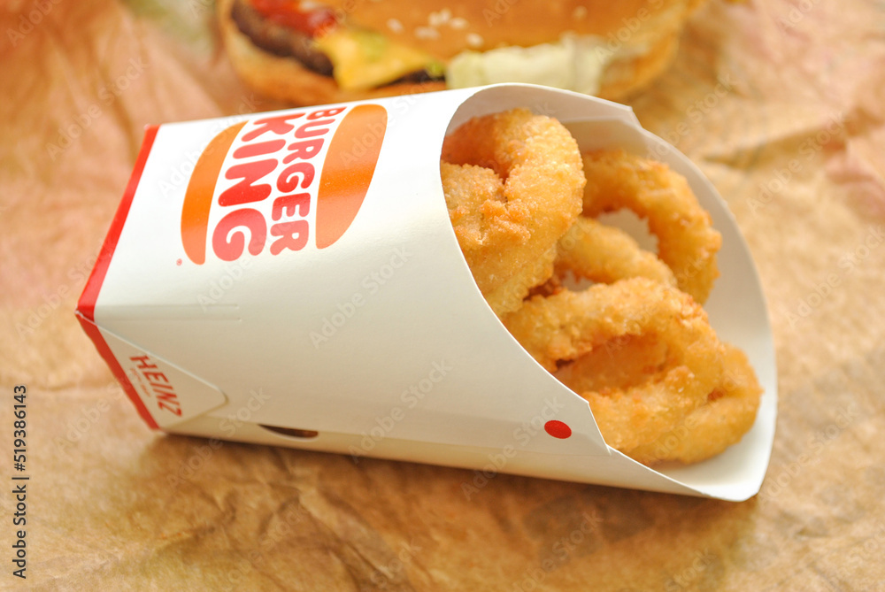 Burger King Onion Rings Close-Up with a Whopper Take-Out Meal - July 13 ...