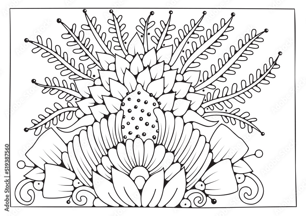 Art therapy. Illustration for coloring. Background with abstract ...