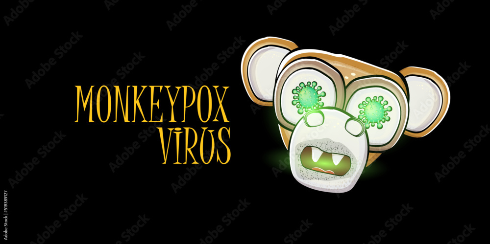 Funny Monkeypox virus horizontal banner for awareness and alert against ...