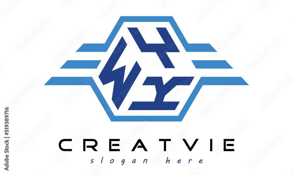 WYK three letter geometrical wings logo design vector template ...