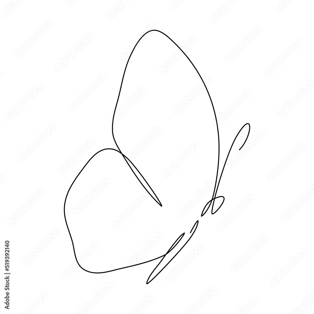 Butterfly flying continuous line art drawing. One line butter fly ...