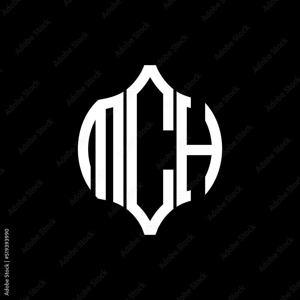 MCH letter logo. MCH best black background vector image. MCH Monogram ...