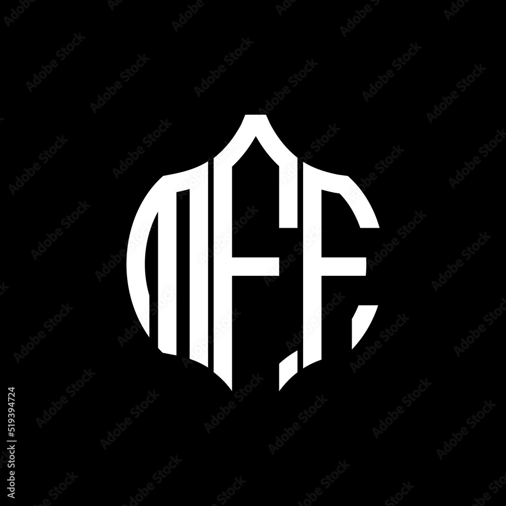 MFF letter logo. MFF best black background vector image. MFF Monogram ...