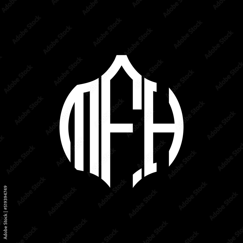 MFH letter logo. MFH best black background vector image. MFH Monogram ...